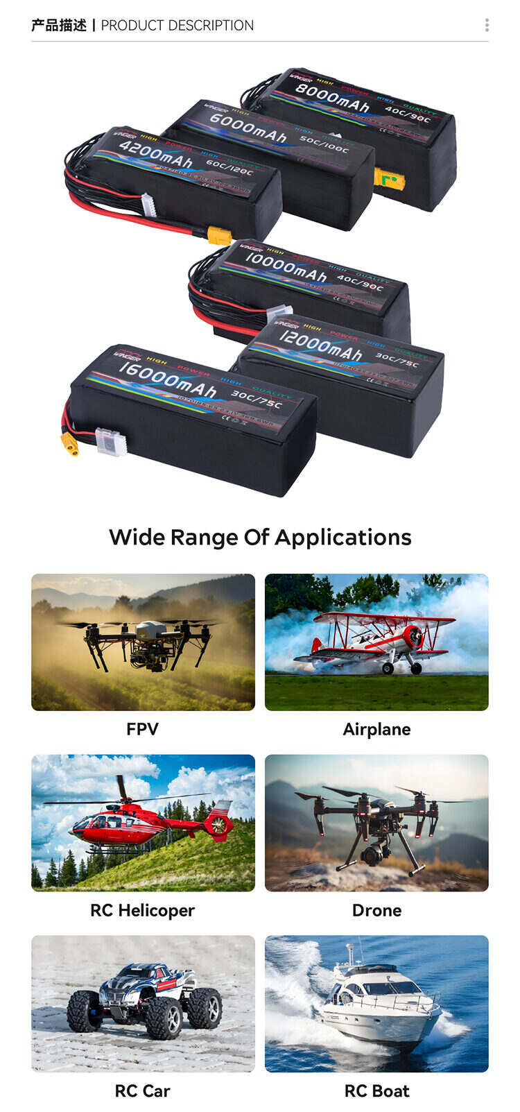 Drone Battery, UAV Battery, Lipo Drone Battery Pack WES 4200mAh